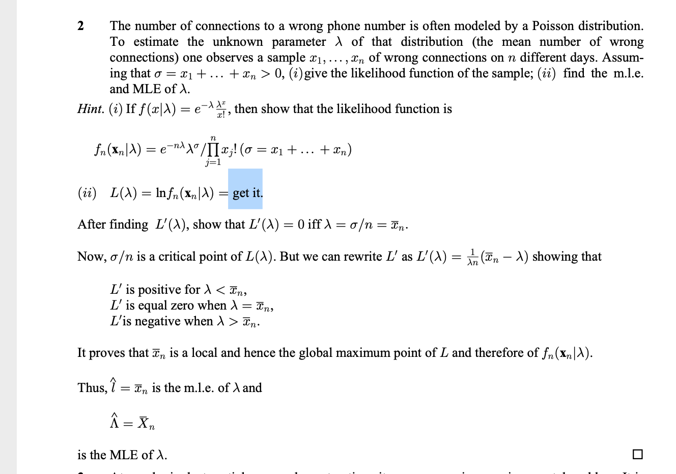 Solved 2 The number of connections to a wrong phone number | Chegg.com