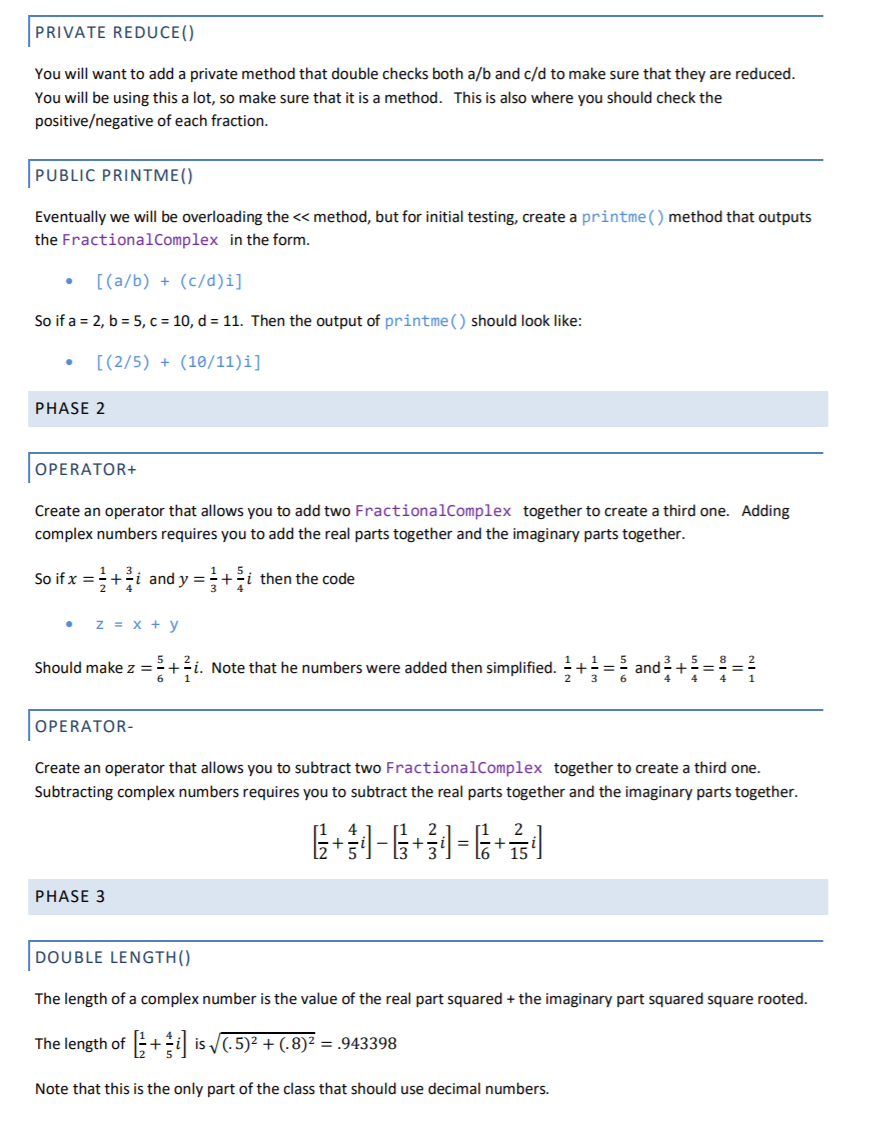 CS132 - PROGRAMMING ASSIGNMENT FRACTIONS OVERVIEW | Chegg.com