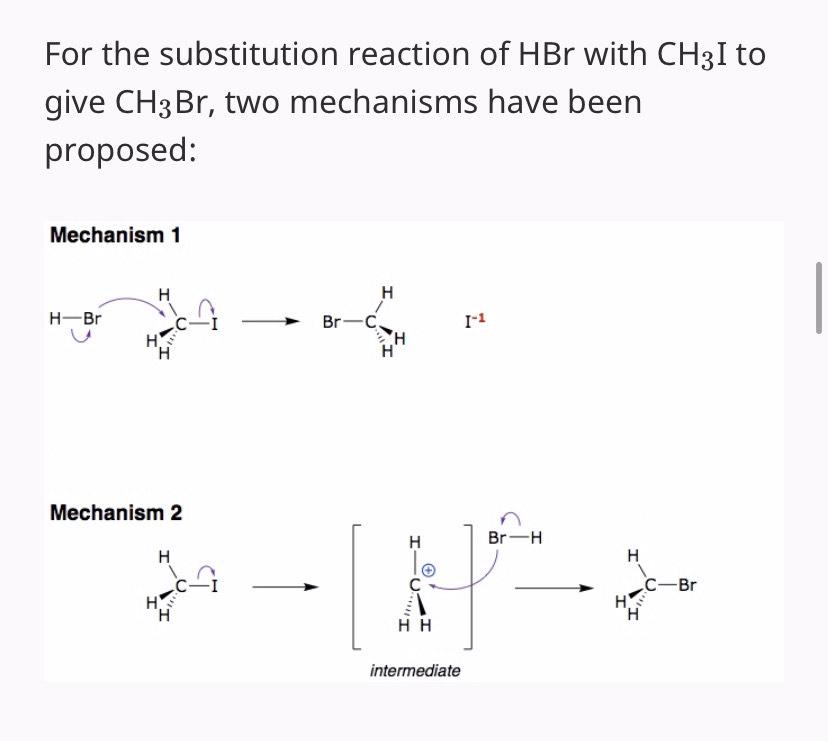 Solved For the substitution reaction of HBr with CH3I to | Chegg.com