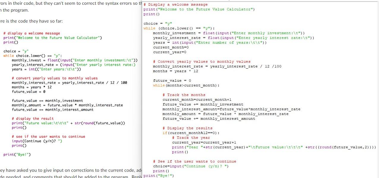 Need help providing a feedback. I have already gotten | Chegg.com