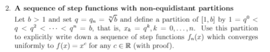 Solved 2. A sequence of step functions with non-equidistant | Chegg.com