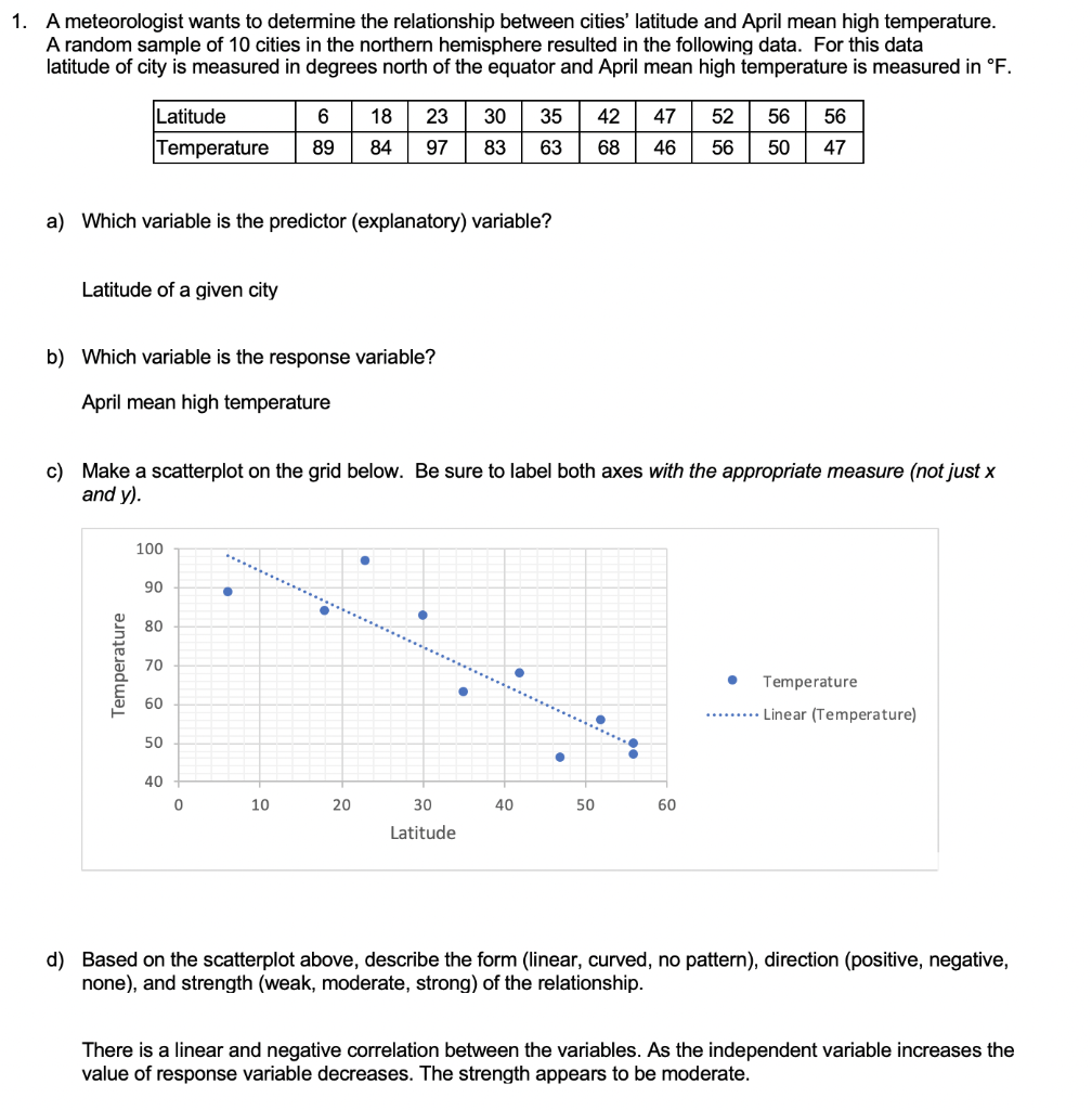 Solved 1. A meteorologist wants to determine the | Chegg.com