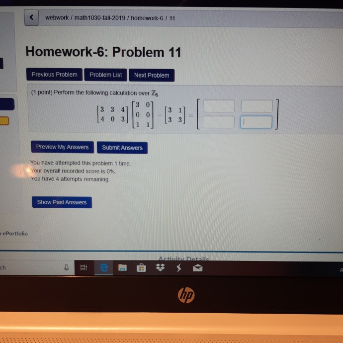 Solved webwork / math 1030-fall-2019 / homework 6 / 11 | Chegg.com