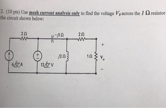 Solved Use mesh current analysis only to find the voltage Vo | Chegg.com