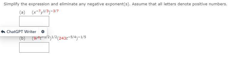 Solved Simplify the expression and eliminate any negative | Chegg.com