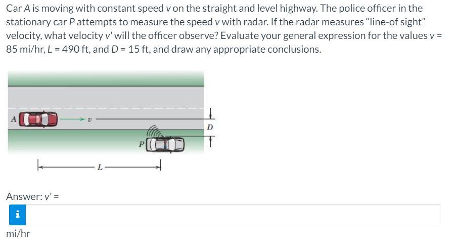 Solved Car A is moving with constant speed v on the straight | Chegg.com