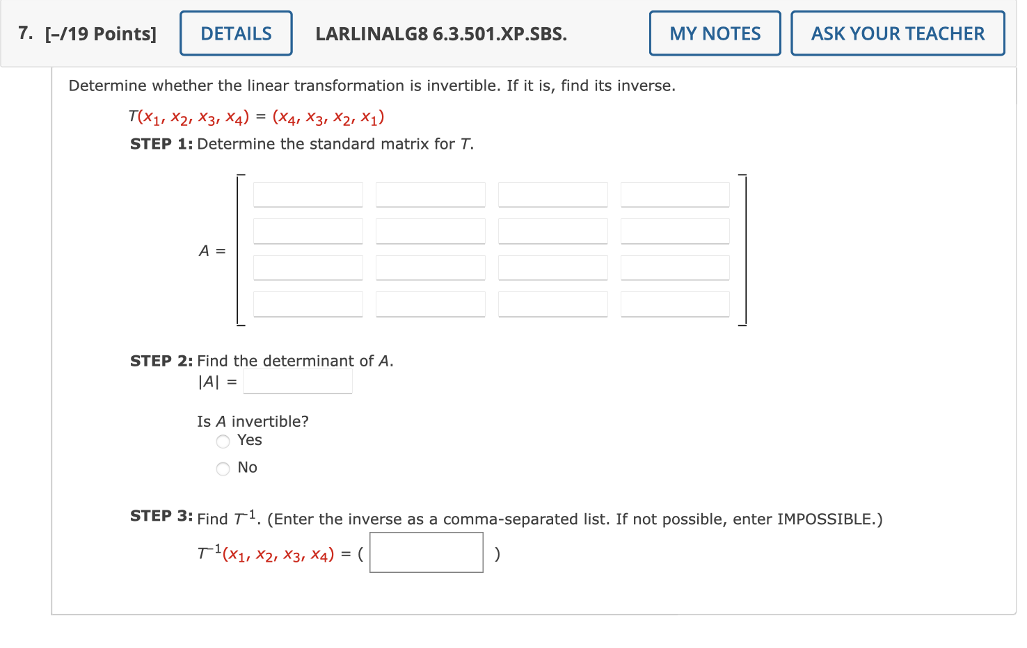 Solved etermine whether the linear transformation is | Chegg.com