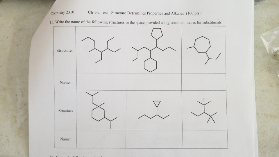 Solved Chemistry 2310 Ch 1-2 Test - Structure Determines | Chegg.com