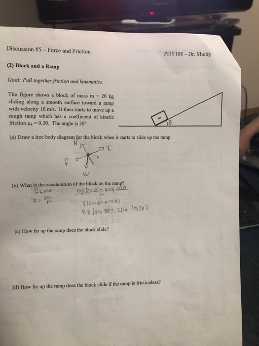 Solved Discussion #5-Force and Friction (2) Block and a Ramp | Chegg.com