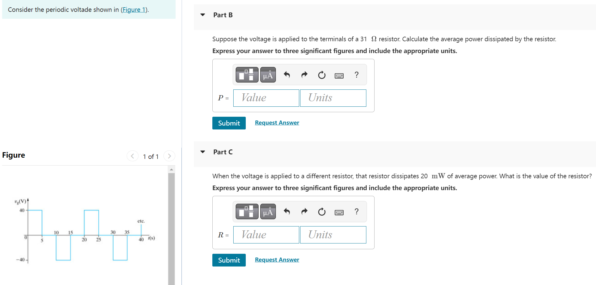 Solved Consider the periodic voltade shown in (Figure 1). | Chegg.com