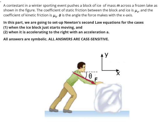 Solved A contestant in a winter sporting event pushes a | Chegg.com