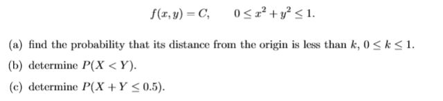 Solved A point is uniformly distributed within the disk of | Chegg.com