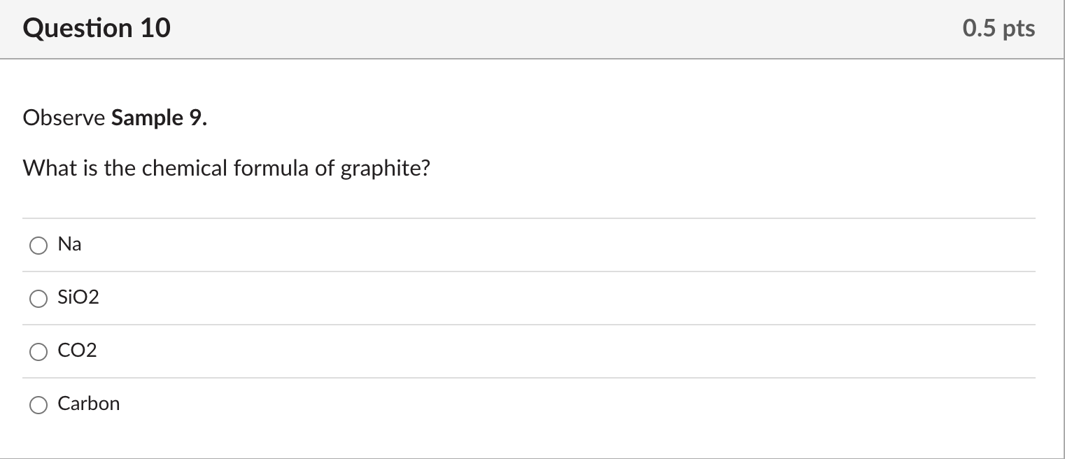 Solved Observe Sample 9. What is the chemical formula of | Chegg.com