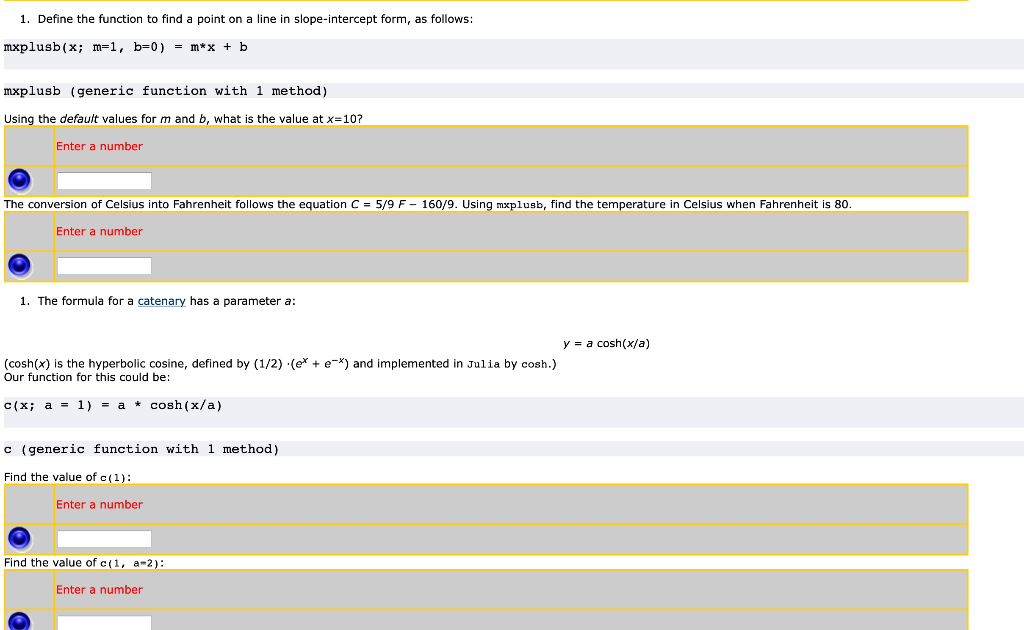Solved In Julia some functions require more than one | Chegg.com