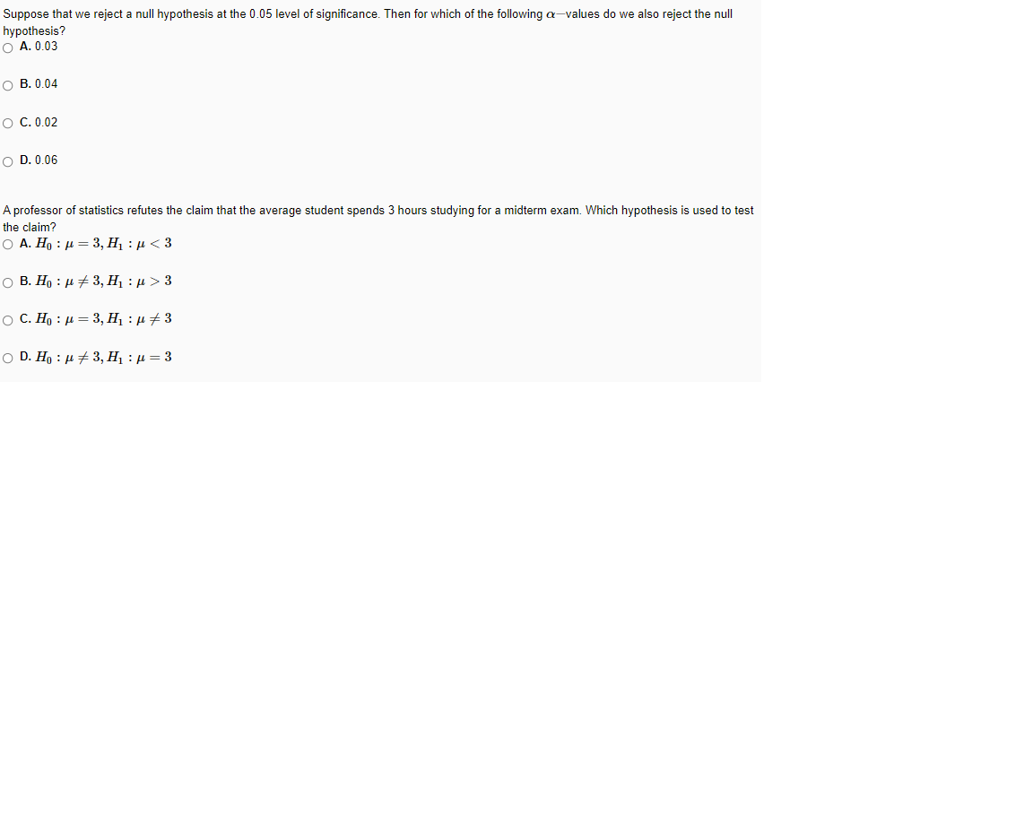 Solved Suppose that we reject a null hypothesis at the 0.05 | Chegg.com