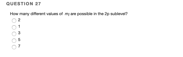 Solved How many different values of ml are possible in the | Chegg.com