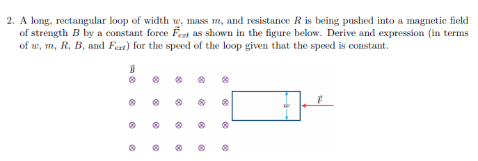 Solved 2. A long, rectangular loop of width w, mass m, and | Chegg.com