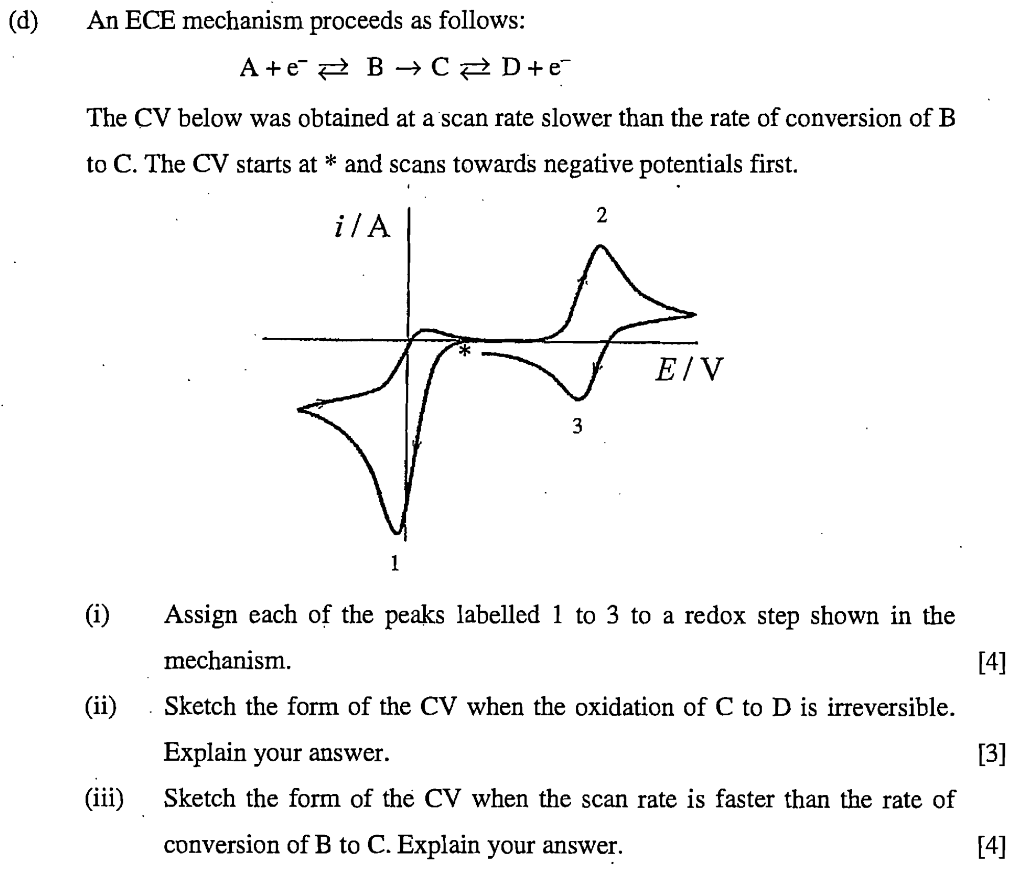 Solved (d) An ECE mechanism proceeds as follows: A + B +CD+e | Chegg.com