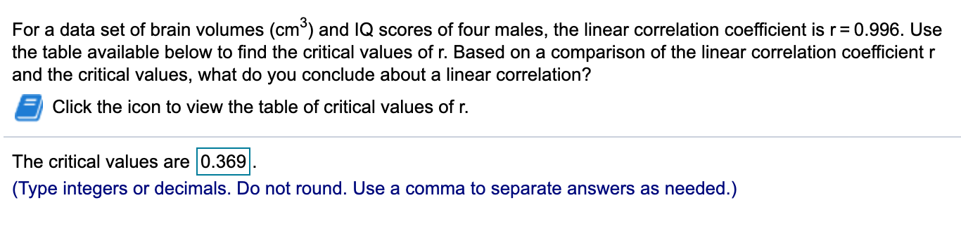 Solved: For A Data Set Of Brain Volumes (cm3 ) And IQ Scor... | Chegg.com
