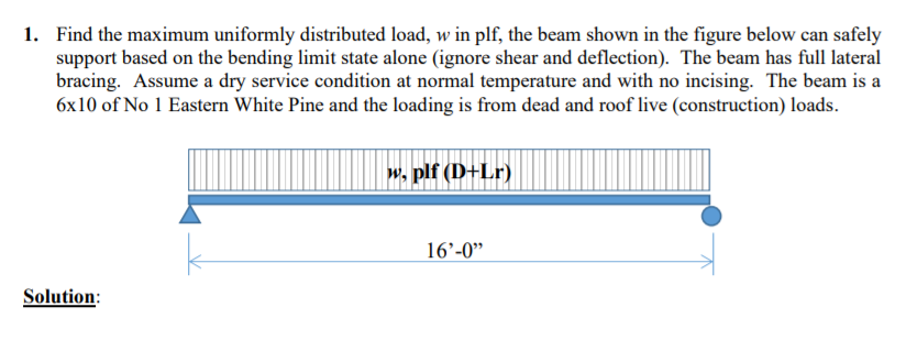 Solved 1. Find the maximum uniformly distributed load, w in | Chegg.com