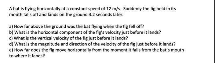 Solved A bat is flying horizontally at a constant speed of | Chegg.com