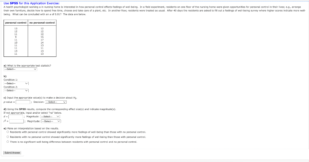 Solved Use SPSS for this Application Exercise: A health | Chegg.com
