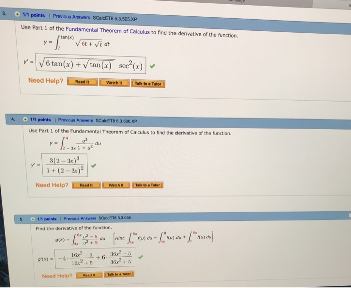 Solved 3. 1/1 points| Previous Answers SCalcET8 5.3.505.XP | Chegg.com