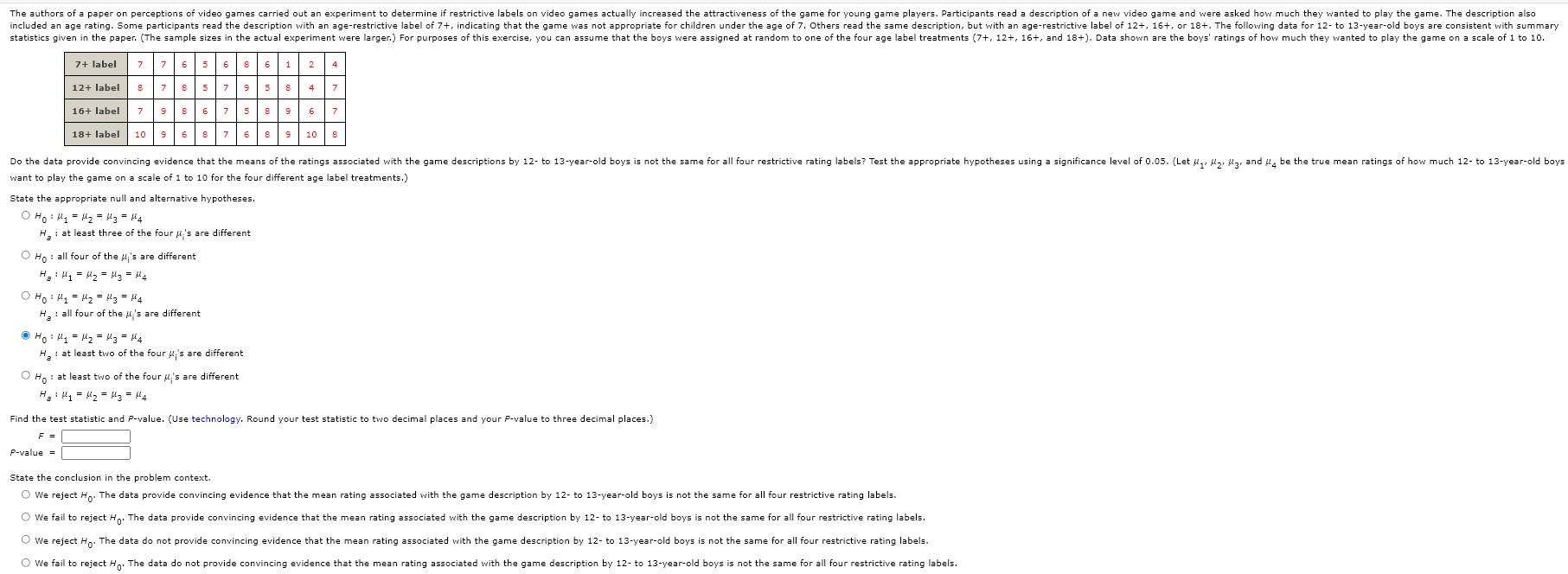 Solved The authors of a paper on perceptions of video games | Chegg.com