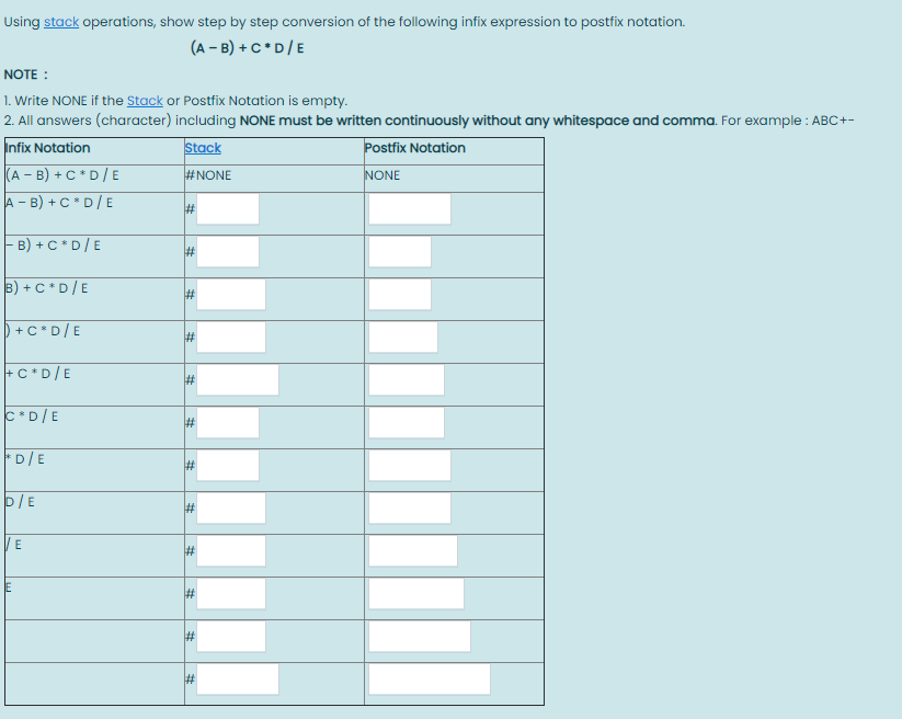 Solved Using Stack Operations Show Step By Step Conversion 1391
