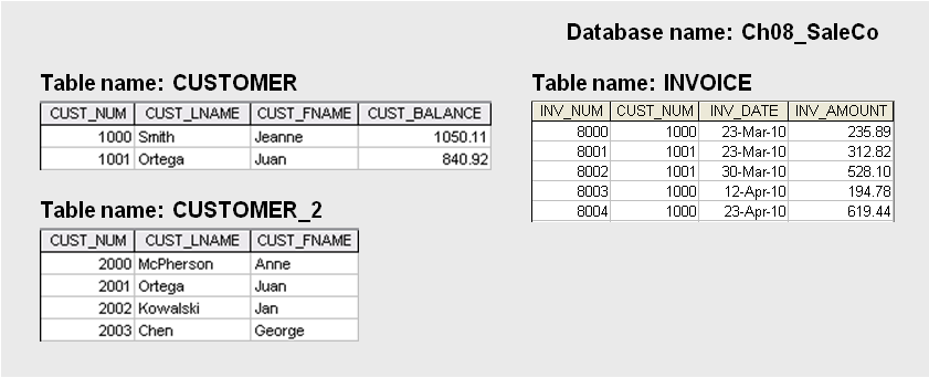 Database name: Ch08_Saleco Table name: CUSTOMER | Chegg.com