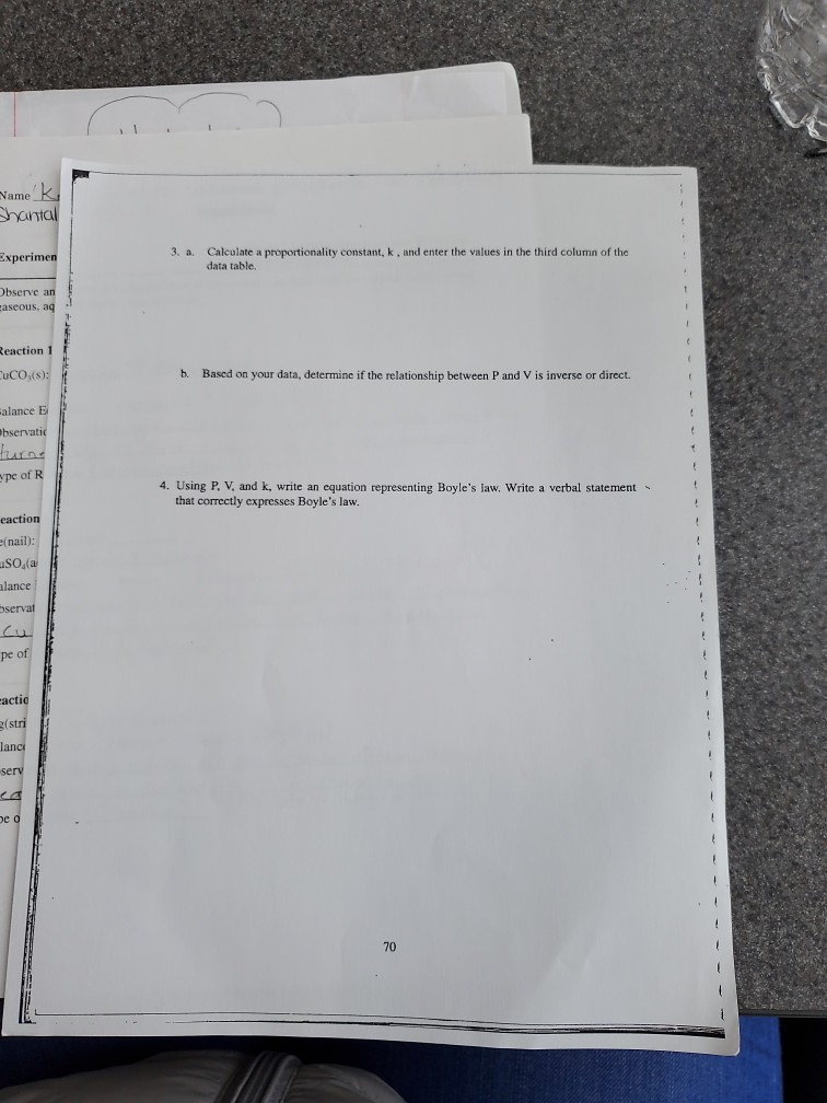 Date Name Lab Instructor Report Sheet Gas Laws | Chegg.com Date Name Lab Instructor Report Sheet Gas Laws | Chegg.com
