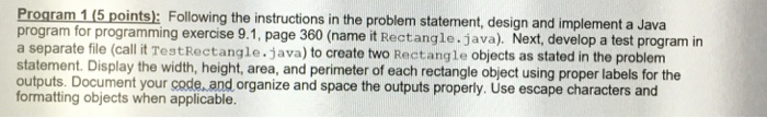 Solved Program 1( program for programming exercise 9.1, page | Chegg.com