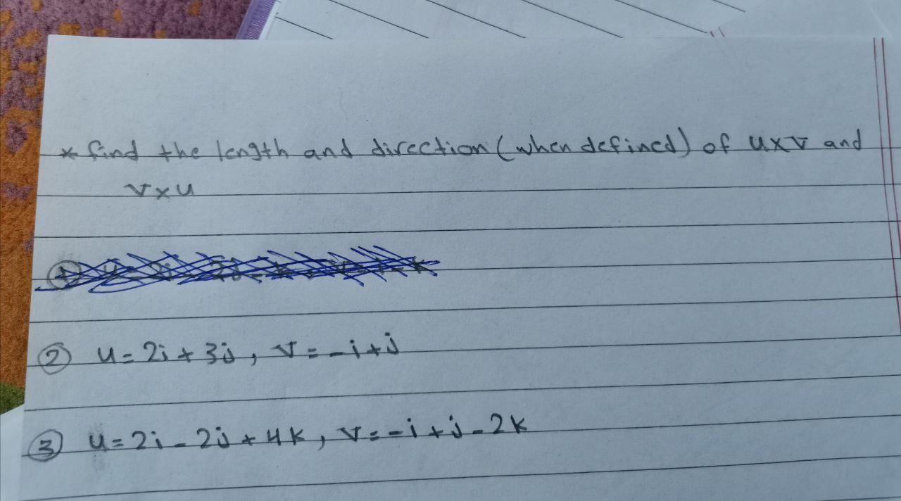 Solved find the length and direction (when defined) of uxv | Chegg.com
