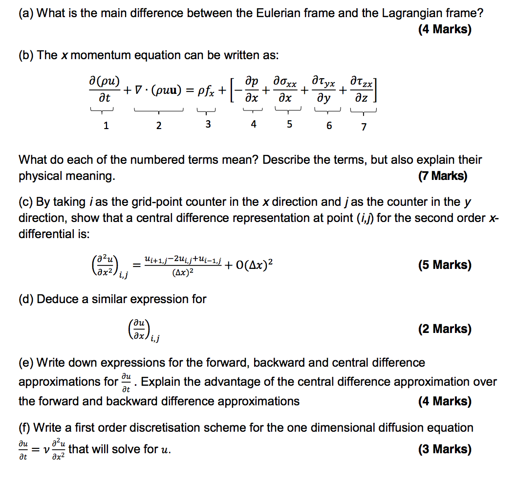 Solved (a) What is the main difference between the Eulerian | Chegg.com
