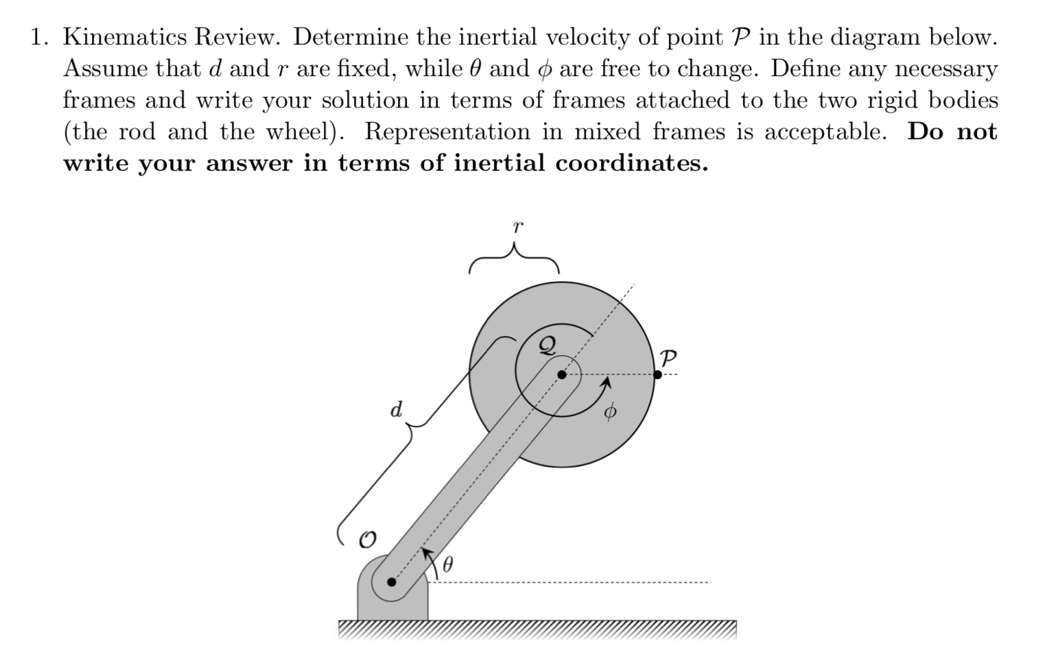 1. Kinematics Review. Determine the inertial velocity | Chegg.com