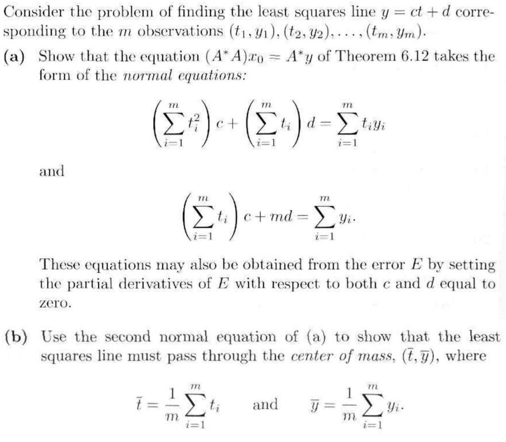 Consider the problem of finding the least squares | Chegg.com