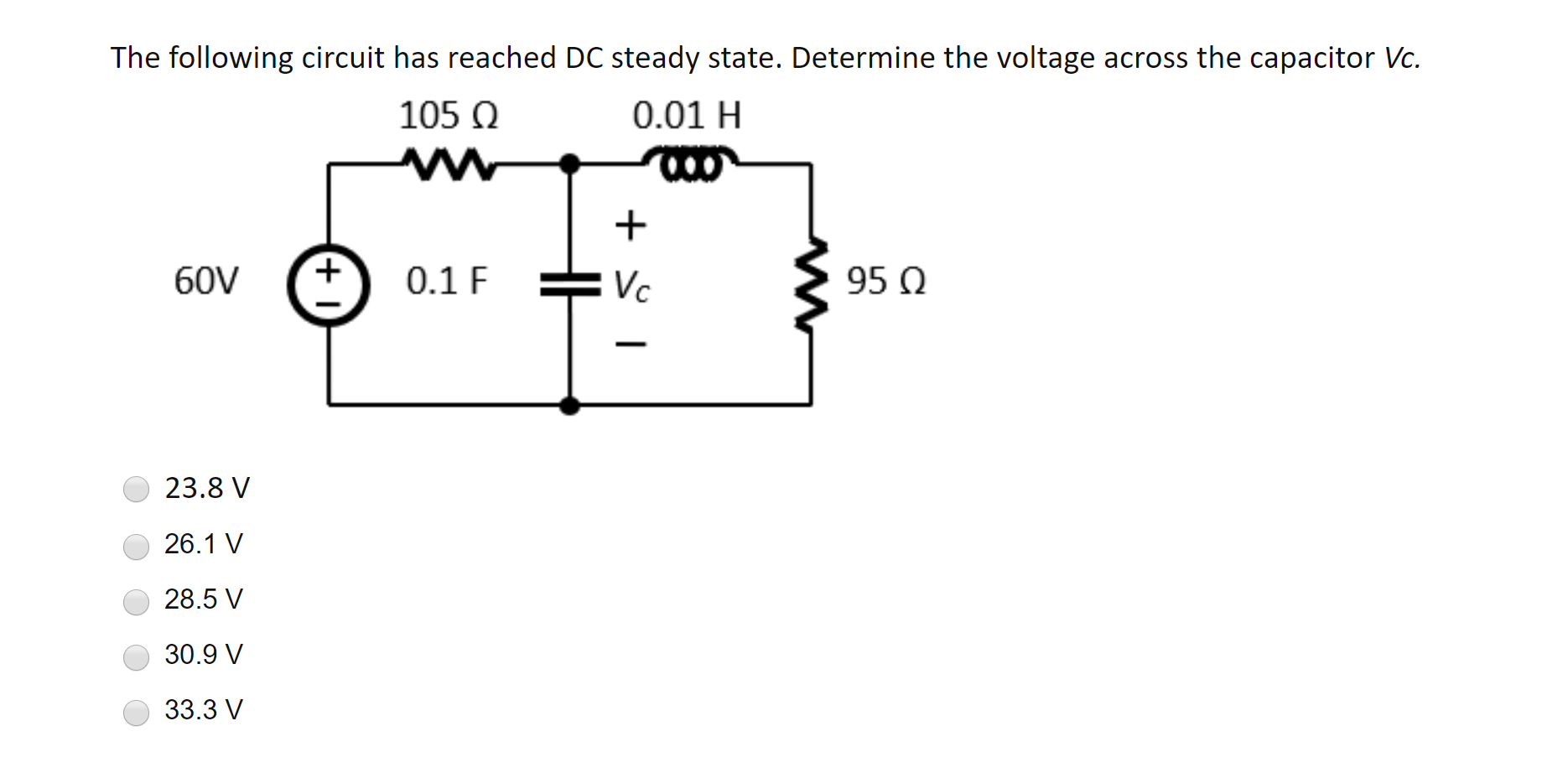Solved The following circuit has reached DC steady state. | Chegg.com