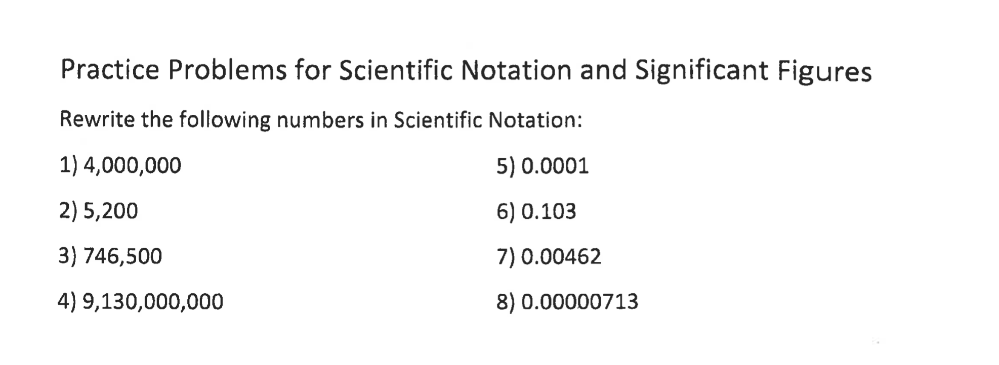 Solved Practice Problems for Scientific Notation and | Chegg.com
