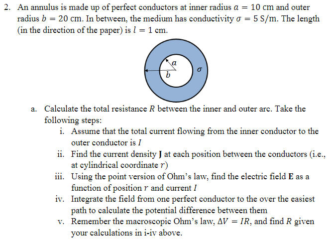 An annulus is made up of perfect conductors at inner | Chegg.com