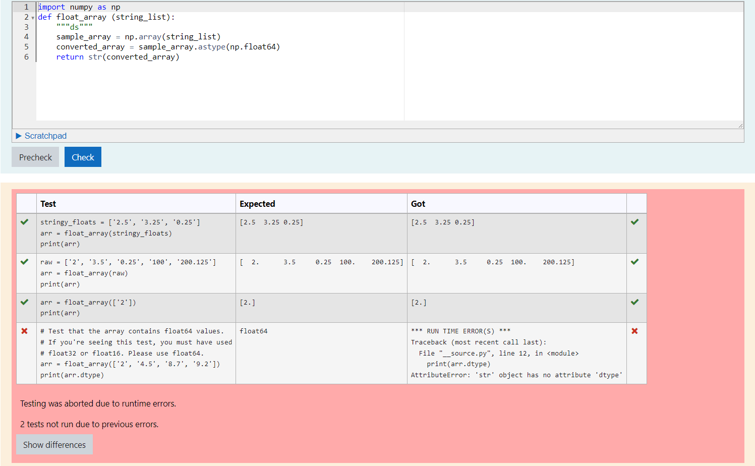 Solved Define a function float_array (string_list) that | Chegg.com
