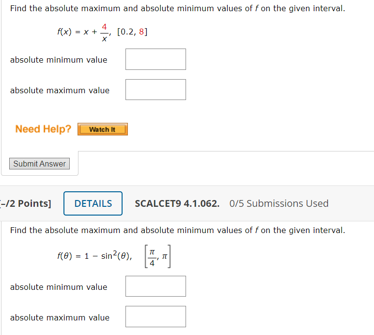 Solved Find the absolute maximum and absolute minimum values | Chegg.com