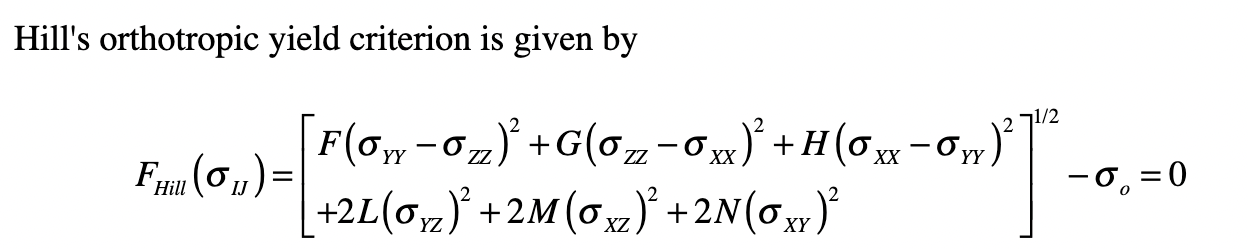 Solved Hill's orthotropic yield criterion is given by | Chegg.com