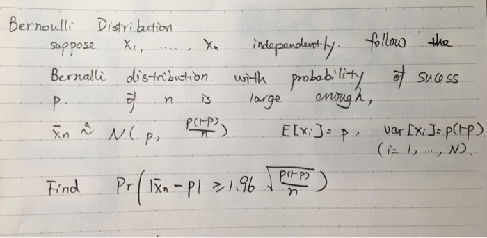 Solved Bernoulli Distribution suppose X_1, ellipsis X_n | Chegg.com