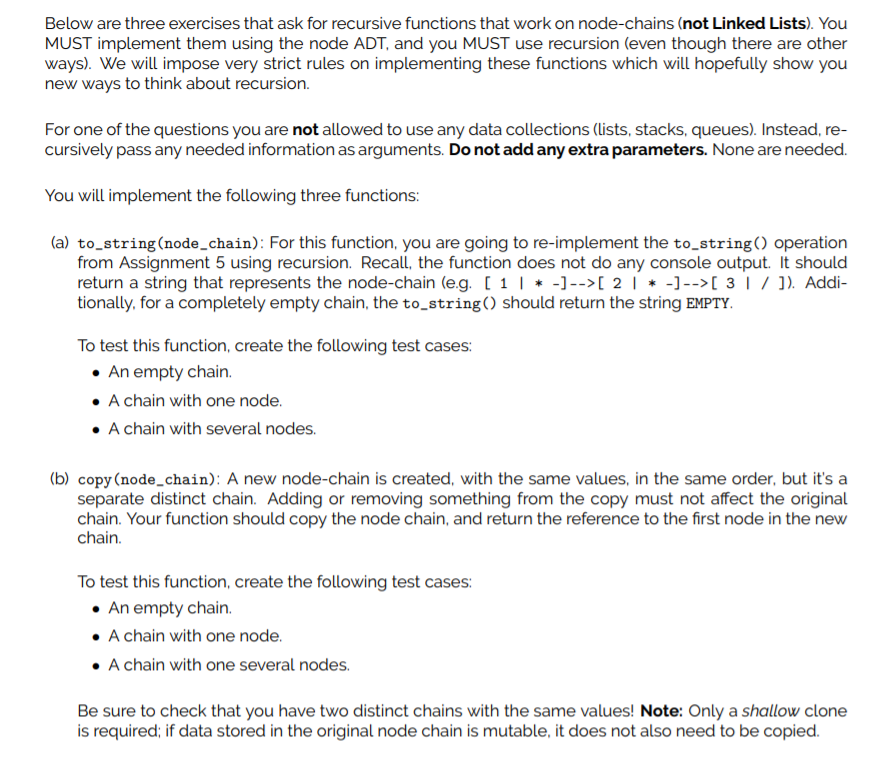 Solved Below are three exercises that ask for recursive | Chegg.com