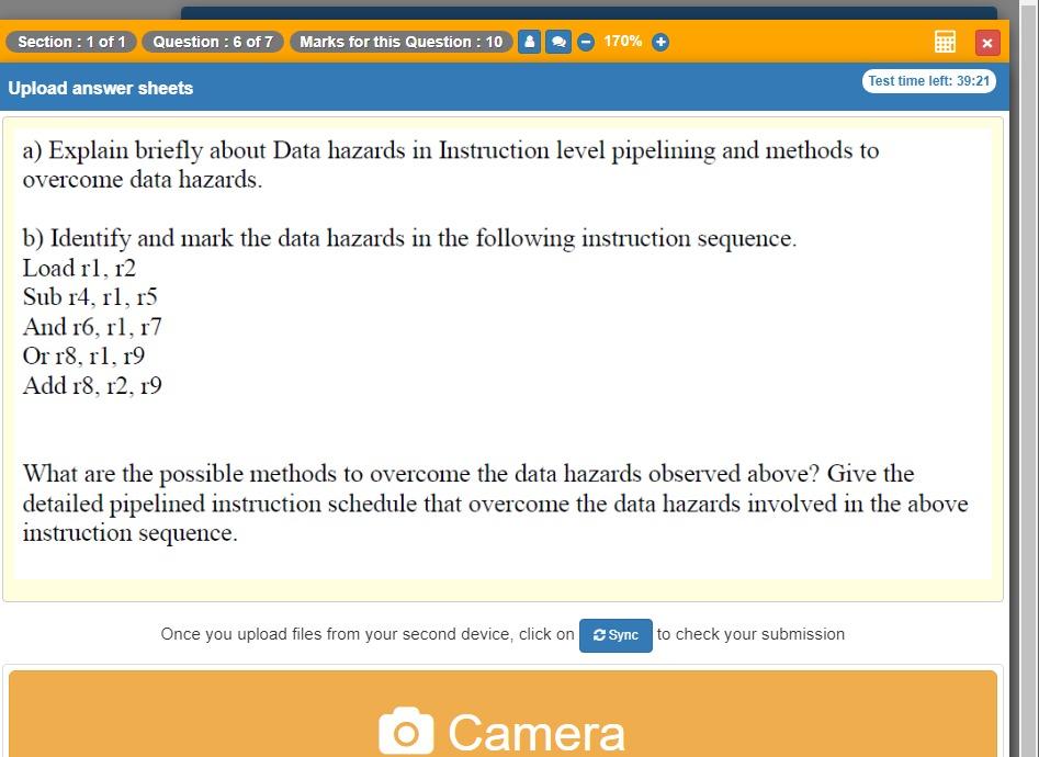 Solved Section : 1 of 1 Question : 6 of 7 Marks for this | Chegg.com