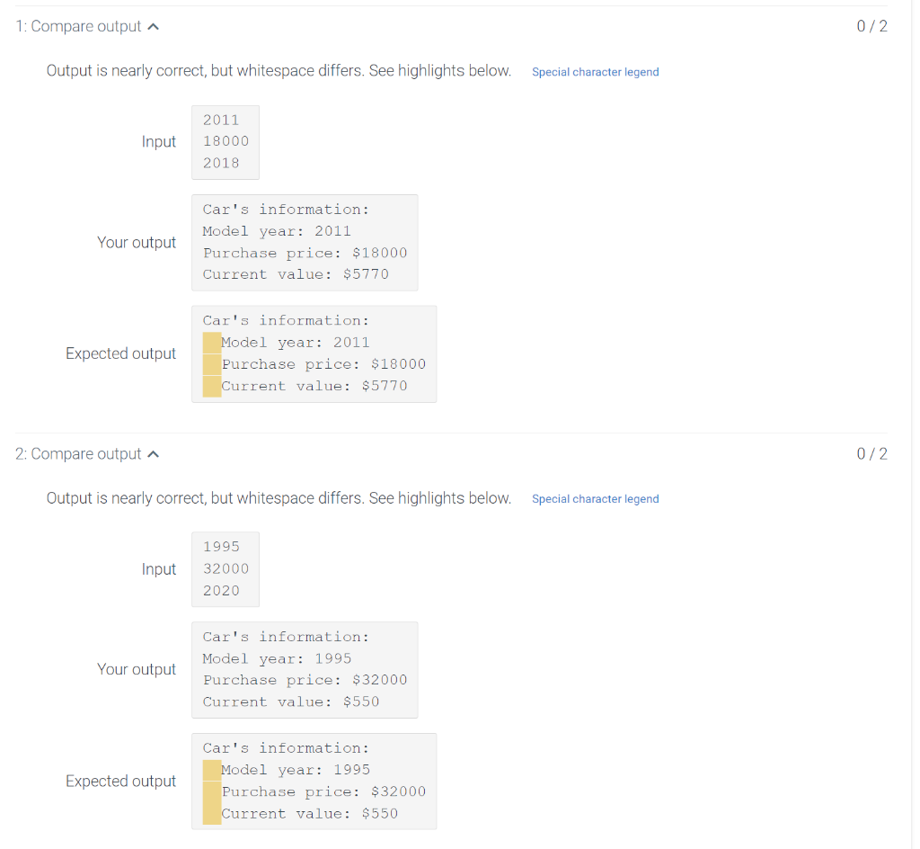 Solved 10.26 LAB: Car value (classes) Hello this is the | Chegg.com