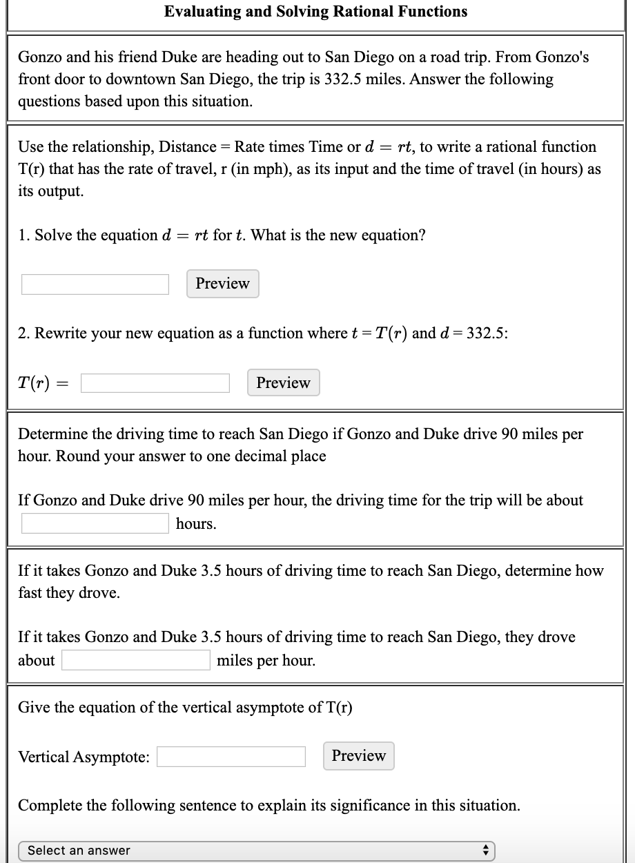 Solved Evaluating And Solving Rational Functions Gonzo And