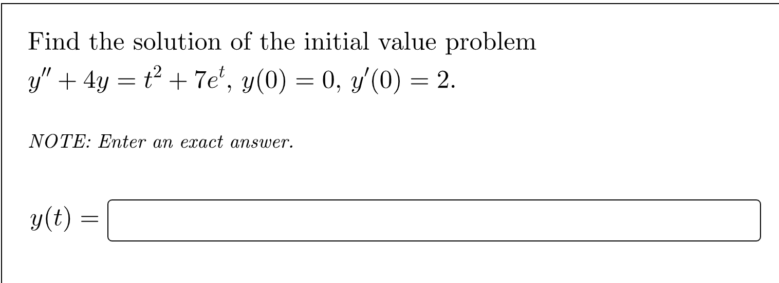 Solved Find the solution of the initial value problem y" + | Chegg.com