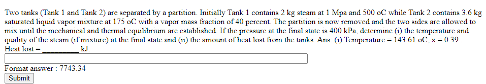 Solved Two tanks (Tank 1 and Tank 2) are separated by a | Chegg.com