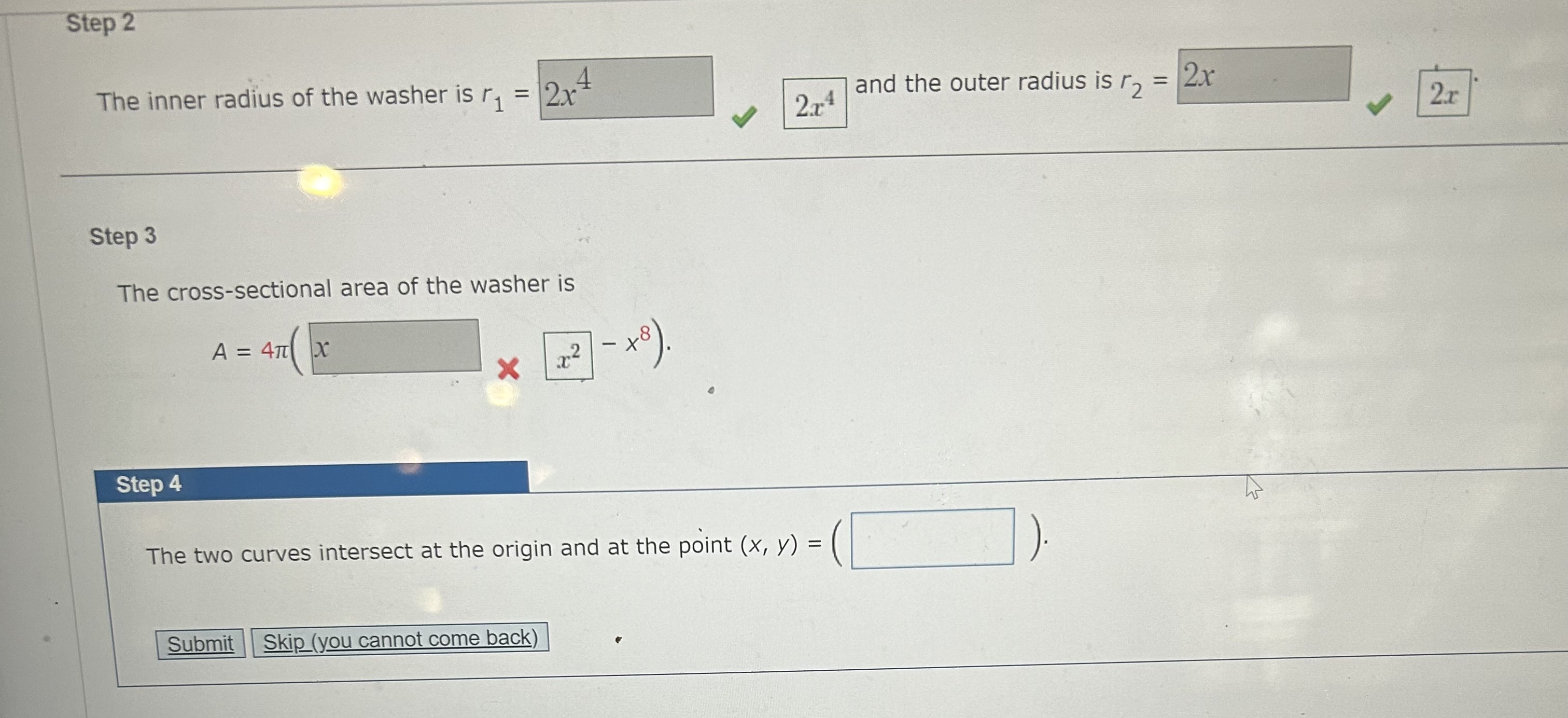 Solved Step 2The inner radius of the washer is r1=and the | Chegg.com
